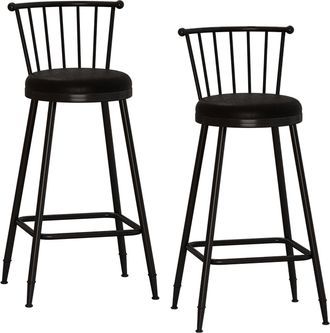 Generic 2er-Set Barhocker In Thekenhöhe, 74,9 cm, Mit Rückenlehne Und Fußstütze, Küchenstühle Im Landhausstil, PU-Leder(Black)