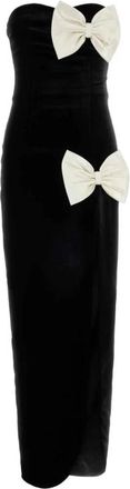 Alessandra Rich Femme, Robes, Noir, Taille: 36 FR Robe de Soir&eacute;e en Velours Orn&eacute;e de Noeuds Sans Bretelles