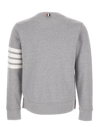 Thom Browne Mens Crew Neck Sweatshirt 4 Bar Tab Grey Cotton Sweatshirts Sweater