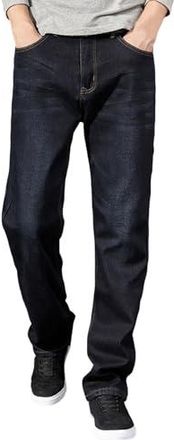 Generic Jean thermique doubl&eacute; en polaire pour homme - Jambe droite - Pantalon de neige chaud - Confortable et durable - Extensible, Noir, 44