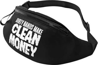 Generic Les Mains Sales Rapportent De LArgent Propre Sac &Agrave; Bandouli&egrave;re Unisexe Sac Banane R&eacute;glable Sacoche Bandouli&egrave;re Pour Vacances Randonn&eacute;e Homme 14X35Cm