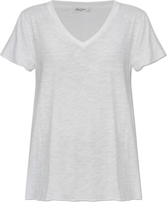 American Vintage Femme, Tops, Blanc, Taille: 42 FR T-shirt col V Jacksonville
