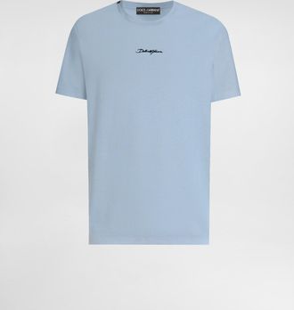 Dolce & Gabbana Cotton T-shirt With Embroidered Patch - Mann T-shirts Und Polos Blue 44