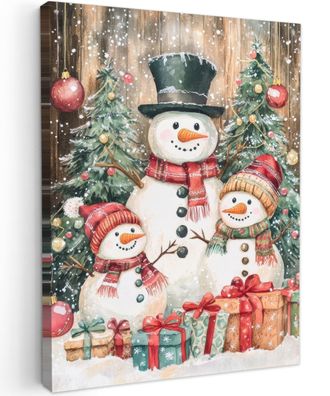 MuchoWow © Bild auf Leinwand 60x80 cm Weihnachtsdeko Schlafzimmer Bilder Badezimmer Wand Deko Wohnzimmer Weihnachtsgeschenke Modern Bilderwand Geschenk Schneem
