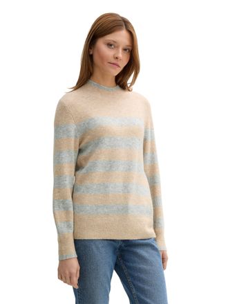 Tom Tailor Damen 1043725 Pullover, 36479-Camel Beige Stripe, L