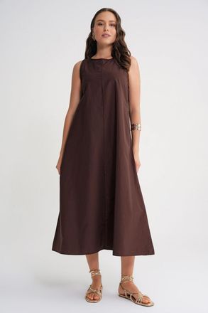 Mixray Maxi-Popelinkleid mit Taschen