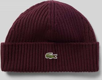 Lacoste M&uuml;tze aus Wolle mit Logo-Patch