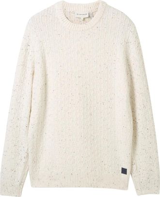 Tom Tailor Strickpullover mit Logo-Badge - - Knitwear - Herren - Beige - XL