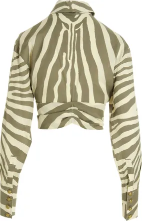 Balmain Zebra-Print Viscose Blend Shirt - Sage