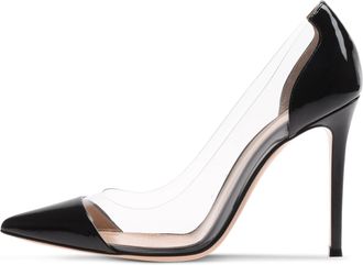 EDEFS Elegante Stiletto Pumps Damen in Schwarz mit Lackoptik Transparentem Design und 10 cm Absatz EU38
