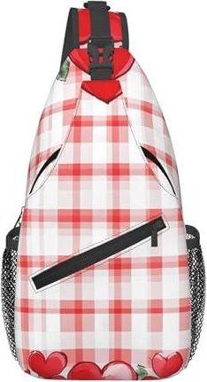 Generic Sacoche Homme Bandouliere Coeur &agrave; carreaux Buffalo Antivol Sacs Poitrine R&eacute;glable Sac &agrave; Dos Militaire pour Femme Camping Homme