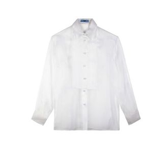 Prada Hemd aus transparenter Seide in Weiß