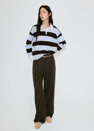 Mango Pull col polo &agrave; rayures bleu ciel - Femme - XXS - MANGO