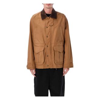 Junya Watanabe Arbeitsjacke mit Cordkragen und Karoeinsatz - - Jackets - Herren - Beige - L