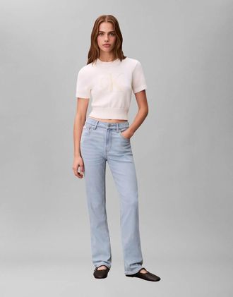 Calvin Klein Jeans Jeans in Hellblau mit geradem Schnitt und hohem Bund