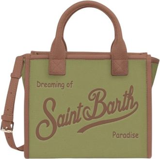 Saint Barth Femme, Sacs, Multicolore, Taille: ONE Size Borsa in tessuto e pelle Maxi logo