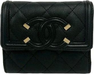 Chanel Portefeuille trifold Pre-owned CC Filigree - Femme - Pre-owned - Noir - Taille: ONE Size