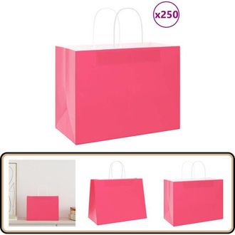 vidaXL Vidaxl - Papiertragetaschen 250 Stk. mit Henkeln Rosa 32x17x25 cm