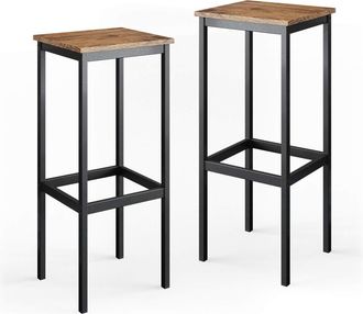 Vicco Barhocker 2er Set Fyrk, Eiche rustikal/Schwarz, 32 x 78 cm 2 Teile