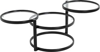 Haku Möbel Couchtisch schwarz, Metall, Sicherheitsglas - Maße: B 58-140 cm x H 43 cm x T 50 cm, Style: Modern