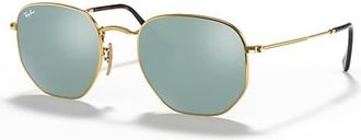 Ray-Ban Hexagonal Flat Lenses Sonnenbrillen Arista Gold Fassung Silber Glas 51-21