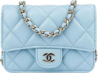 Chanel Crossbody Bags - Chanel Quilted Caviar Leather CC Single Flap Mini - Gr. unisize - in Blau - f&uuml;r Damen