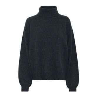 Gestuz Weicher Wollrollkragenpullover Deep Graphite - - Knitwear - Damen - Grau - S