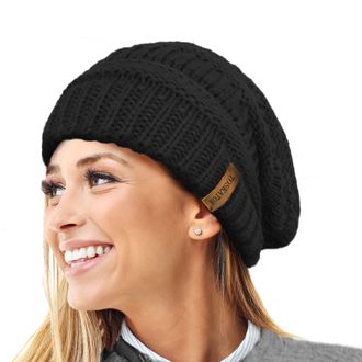 TOSKATOK Damen Warm Slouch Knit Winter Beanie M&uuml;tze mit Supersoft Velour Thermofutter Skim&uuml;tze