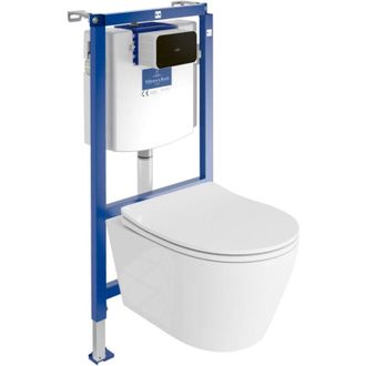 Domino Villeroy&boch wc Set mit Vorwandelement, Wand-WC und Sp&uuml;lknopf