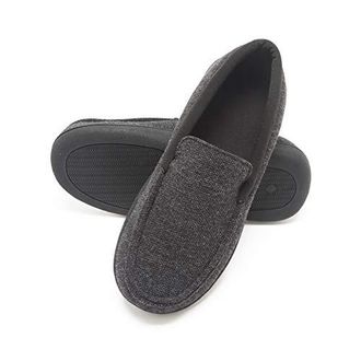 Hanes Homme Moccasin Chausson, Noir foncé, Small