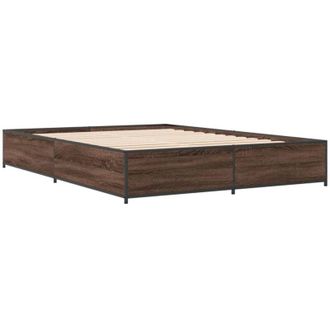 vidaXL Bettgestell Braun Eichen-Optik 120x200 cm Holzwerkstoff Metall Vidaxl