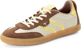 Tamaris Sneaker TAMARIS, Damen, Gr. 36, braun kombiniert, Leder, Lederimitat, Textil, kontrastfarbene Details, Schuhe Sneaker, Freizeitschuh, Halbschuh, Schn&uuml;