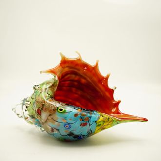 Cristalica Glasfigur Muschel Höhe ca. 22,5cm/ Länge ca. 33,5cm Bunt/Orange Handarbeit