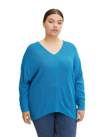 Tom Tailor Damen Plussize Pullover mit Fledermaus&auml;rmeln 1034675, 30095 - Sublime Teal Blue, 48