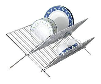 WENKO &Eacute;gouttoir Panier Vaisselle Tablette pour Assiettes et Tasses, Repliable Argent Brillant