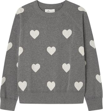 Springfield Damen Intarsia Hearts Sweater Bedruckter Sweatshirt, grau, S