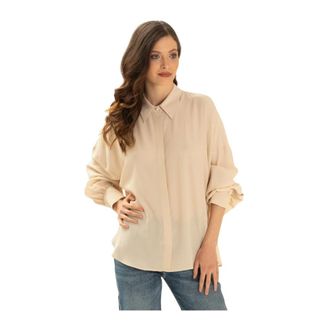 Erika Cavallini Semi Couture Camicia maniche lunghe in seta - Femme - Blouses et Chemises - Beige - Taille: 40 FR