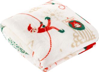 furn. Duvet Day Elfie &Uuml;berwurf - Festliche Weihnachtselfen-Fleecedecke f&uuml;r Bett oder Sofa (Creme/Minze - 130x150cm)