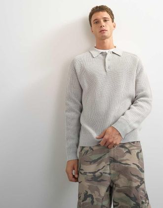 Topman klassisch geschnittenes Strick-Polo in Grau