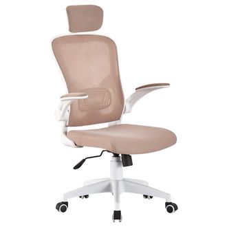 Trisens B&uuml;rostuhl Ergonomisch Drehstuhl Schreibtischstuhl Mesh Netzstoff Office Stuhl, Farbe:Wei&szlig;/Taupe