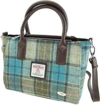 Glen Appin Harris Tweed Sac à main fourre-tout LB1228 Brora, Col 122 Turquoise, L
