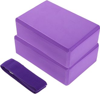 TOPBATHY 3 Stück Teiliges Yoga block set aus Eva schaumstoff mit Verstellbarem Stretchband Rutschfeste Yogaklötze für Pilates Dehnen Meditation und Tanztrainin