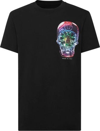 Philipp Plein Homme, Tops, Noir, Taille: M T-Shirt Col Rond Skull