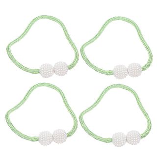 Cabilock 4st&uuml;cke Magnetische Raffhalter F&uuml;r Vorh&auml;nge Dekorative Gardinen-bindeb&auml;nder in Bohngr&uuml;n Mit Perlen Praktische Magnetische Gardinenklammern F&uuml;r Wohnzim