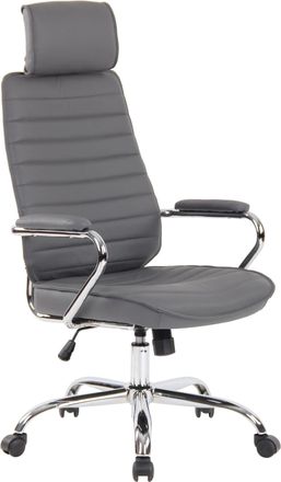 Clp Bürostuhl Rako Echtleder I Chefsessel Mit Stufenloser Sitzhöhenverstellung I Bürosessel Mit Leichtlaufrollen, Farbe:grau