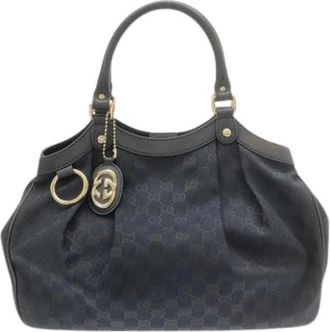 Gucci Sac &agrave; main pr&eacute;-propri&eacute;t&eacute; en toile GG - Femme - Pre-owned - Noir - Taille: ONE Size