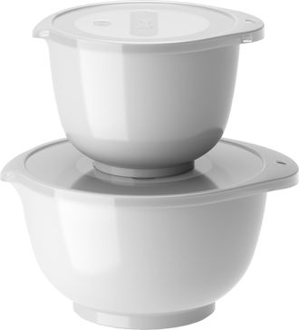 Rosti Mepal Margrethe Schüssel Set, Rührschüssel Set, 4-Teilig mit 2 Rührschüsseln und 2 Deckel, Teigschüssel aus Recycelbarem Kunststoff, 1,5 Liter und 3 Liter, 