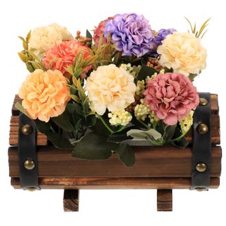 Hemobllo Lebensechte K&uuml;nstliche Hortensien Blumen im Holztopf Dekorativer Bonsai f&uuml;r Wohn und Hochzeitsdekoration Farbenfroh und Pflegefrei Innen und Au&szlig;enbere