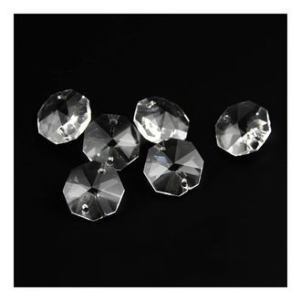 Generic H&auml;ngekristalle Prismen Klare Farbe, Zwei L&ouml;cher, 14 mm, Kristallglas, achteckige Perlen for Vorh&auml;nge/T&uuml;ren, Dekoration, Beleuchtung, Glasteile H&auml;ngekr