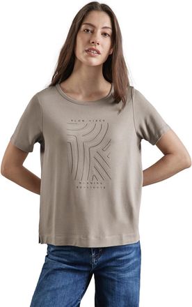 Street One Damen A322517 Shirt Mit Artwork, Breezy Beige, 42 EU